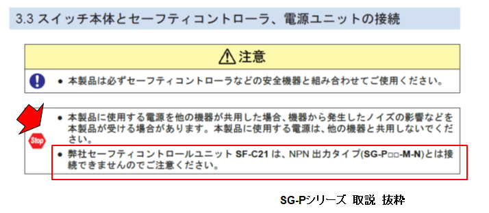 SG-PシリーズのNPN出力タイプとSF-C21の配線と設定方法は？
